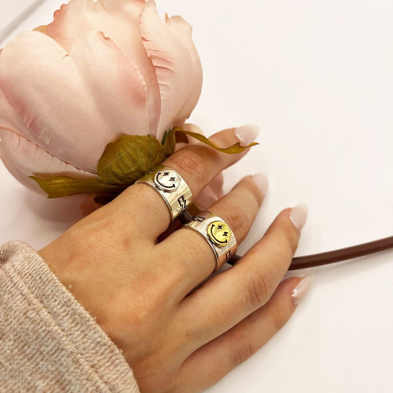 Wide Smiley Face Ring All That Blyng